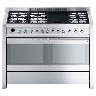 Smeg A4 8 120cm Opera Dual Fuel Double Oven Range Cooker In St St ...