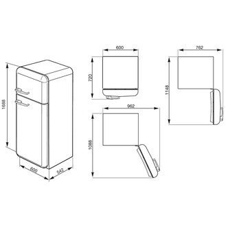 Smeg Fab30lfn 60cm Retro Fab Left Hand Hinge Fridge Freezer In Black ...