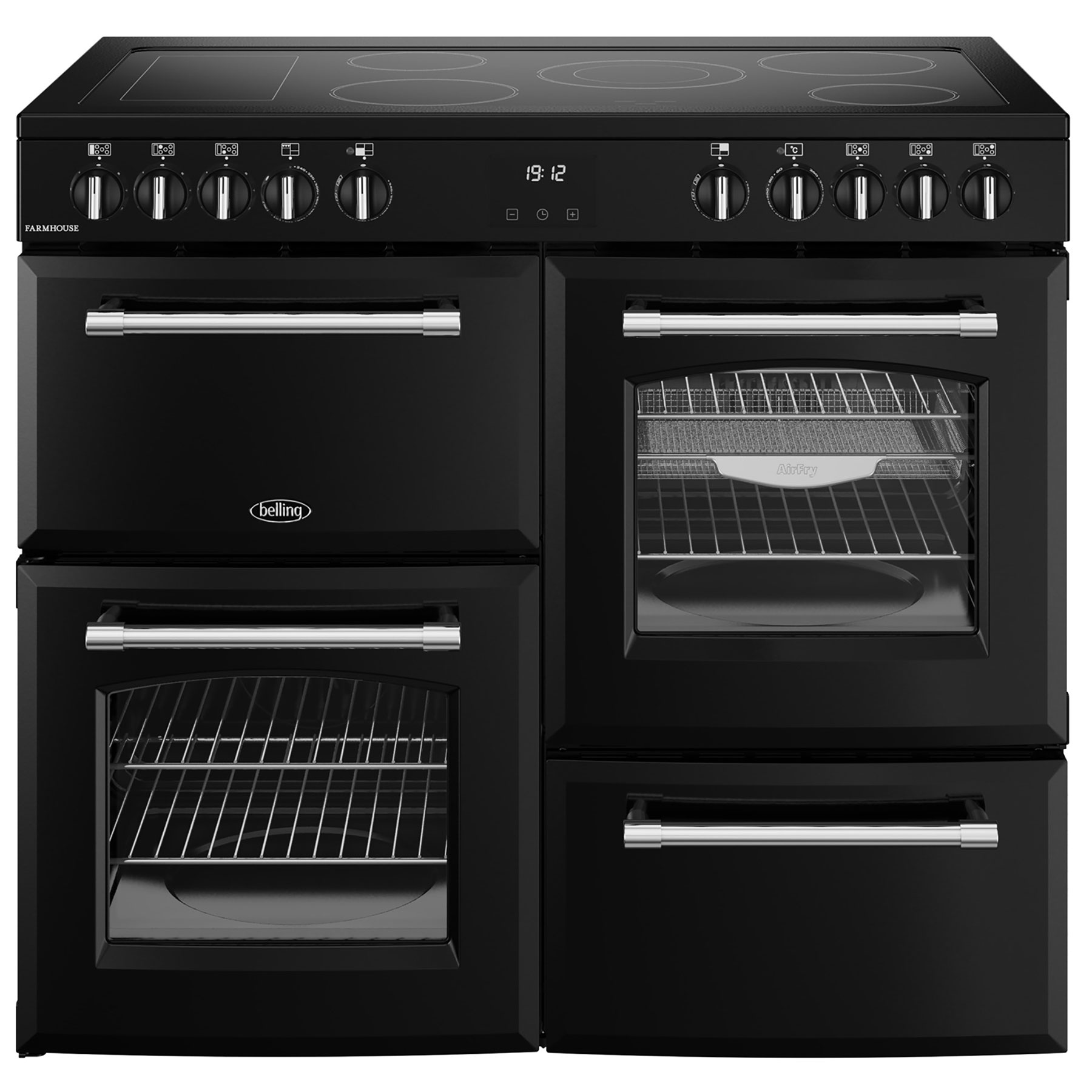 Belling 444411826 100cm Wide Farmhouse Ceramic Range Cooker in Black