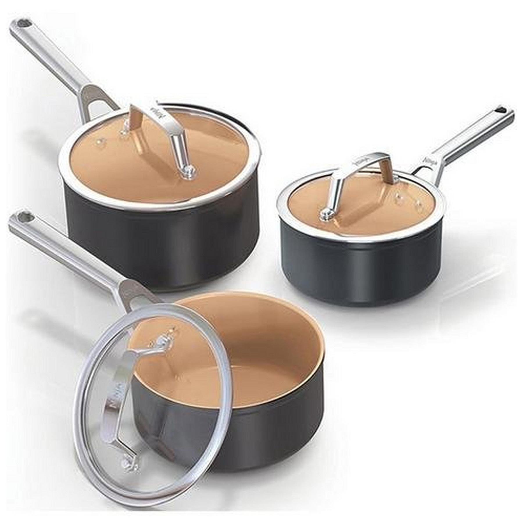 Ninja CW93000UK Ceramic Coated Cookware 3-Piece Set in Apricot & Grey