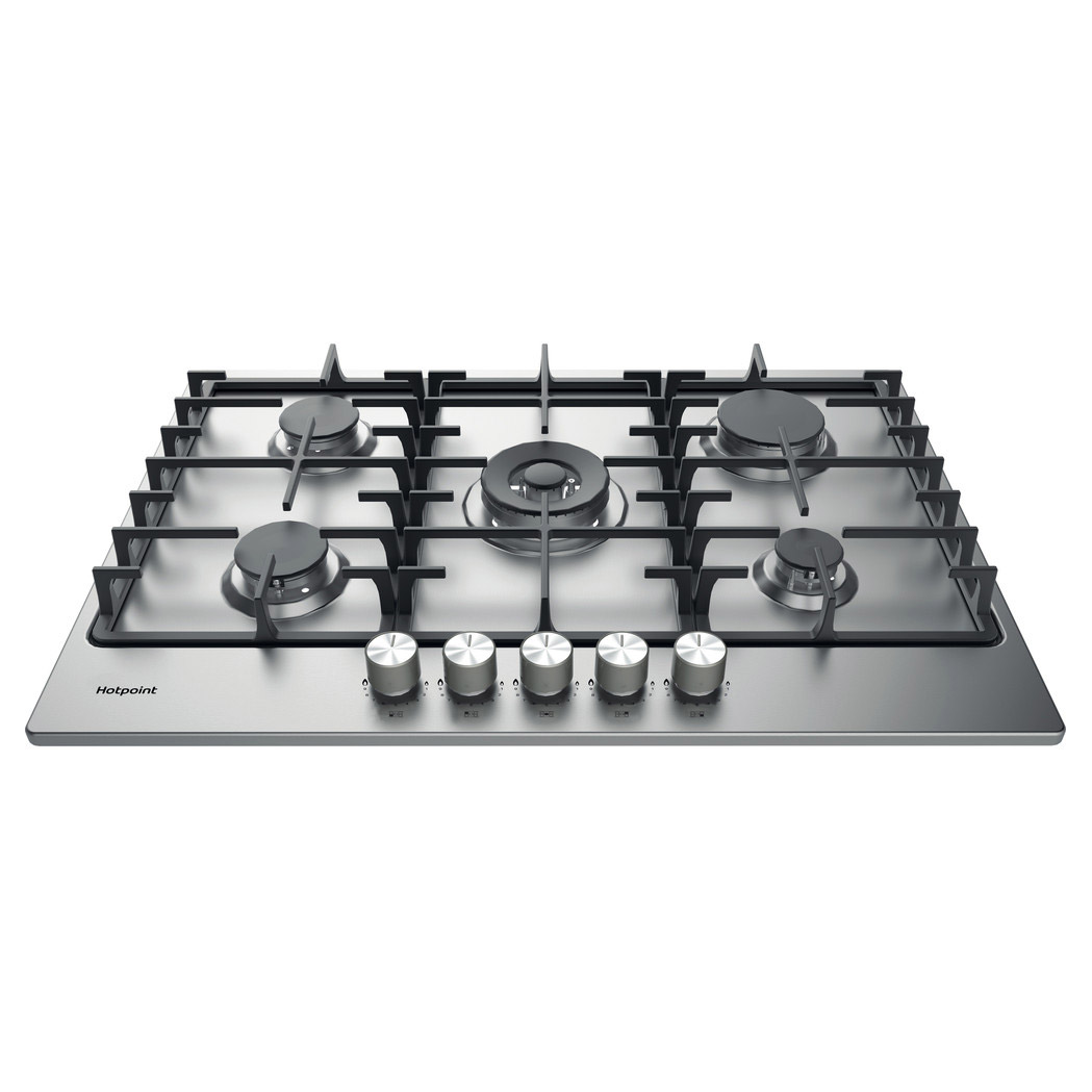 Hotpoint PPH75GDFIXUK 75cm 5 Burner Gas Hob in Stainless Steel Wok Burner