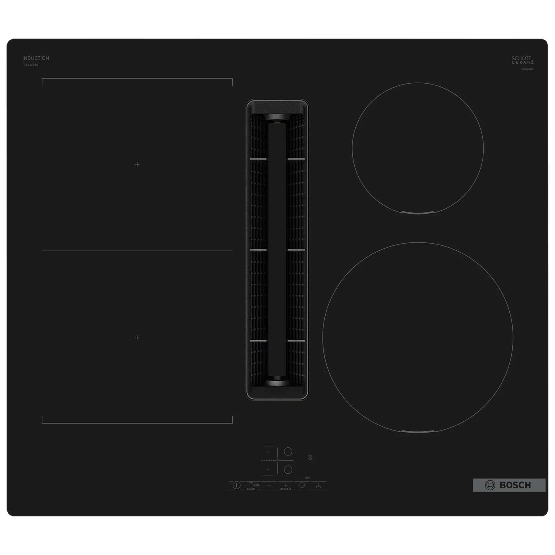Bosch PVS611B16E Series 4 60cm Electric Induction Venting Hob Black