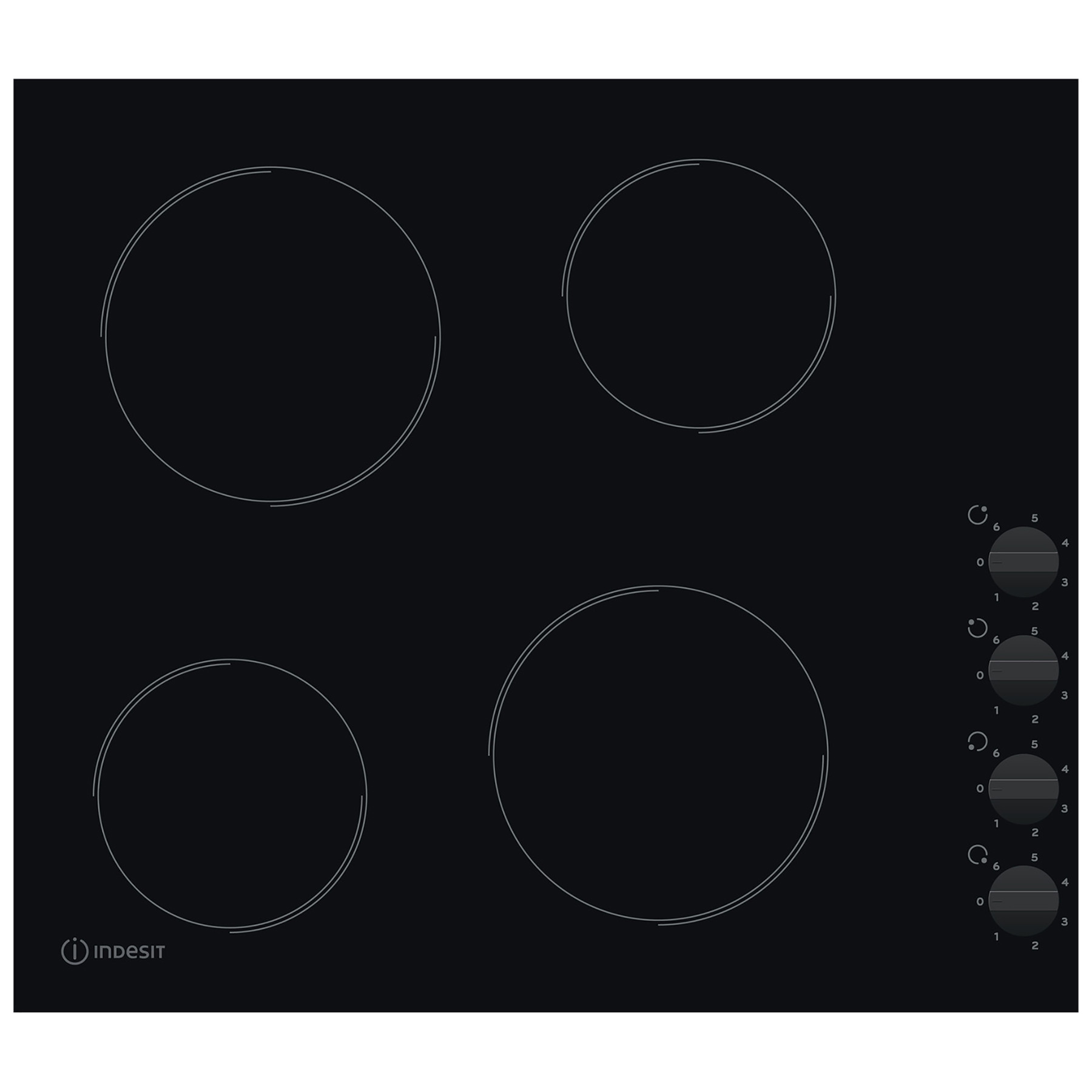 Indesit RI860C 60cm 4 Zone Frameless Ceramic Hob Black Manual Control