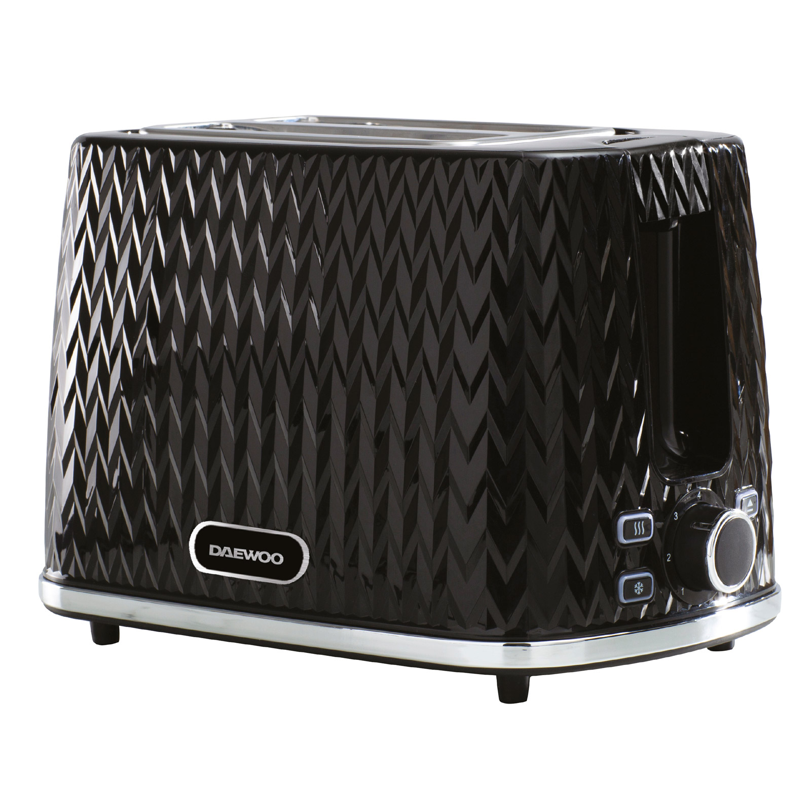 Daewoo SDA1774GE ARGYLE 2 Slice Patterned Toaster - Black