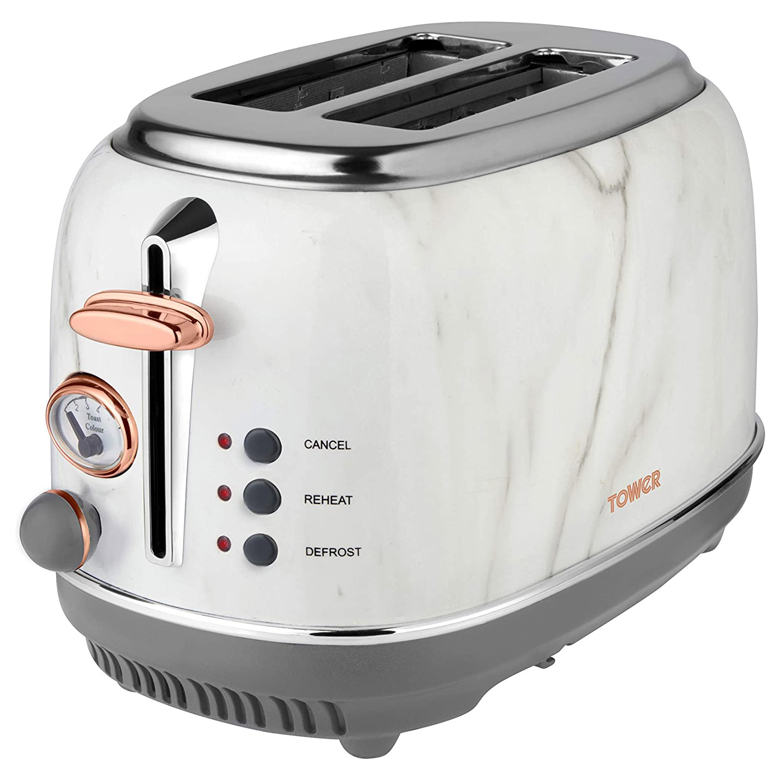 Tower T20016WMRG Bottega 2 Slice Toaster - Marble & Rose Gold